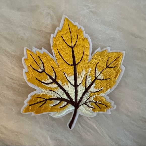 Office | Embroidered Maple Leaf Patch In Yellow Iron On Sew On Glue On | Poshmark